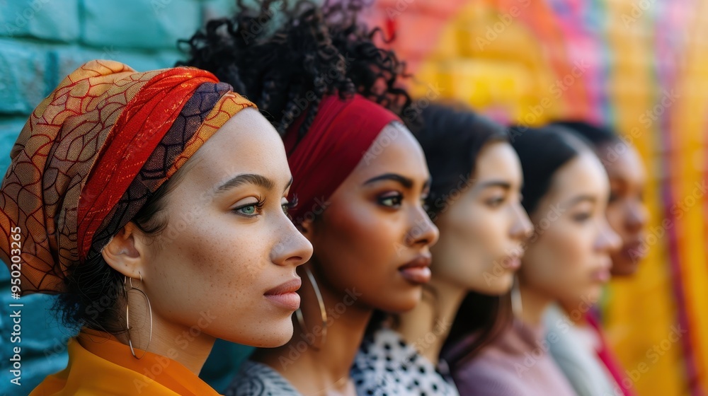 Diverse group of women from various ethnic backgrounds posing together ...