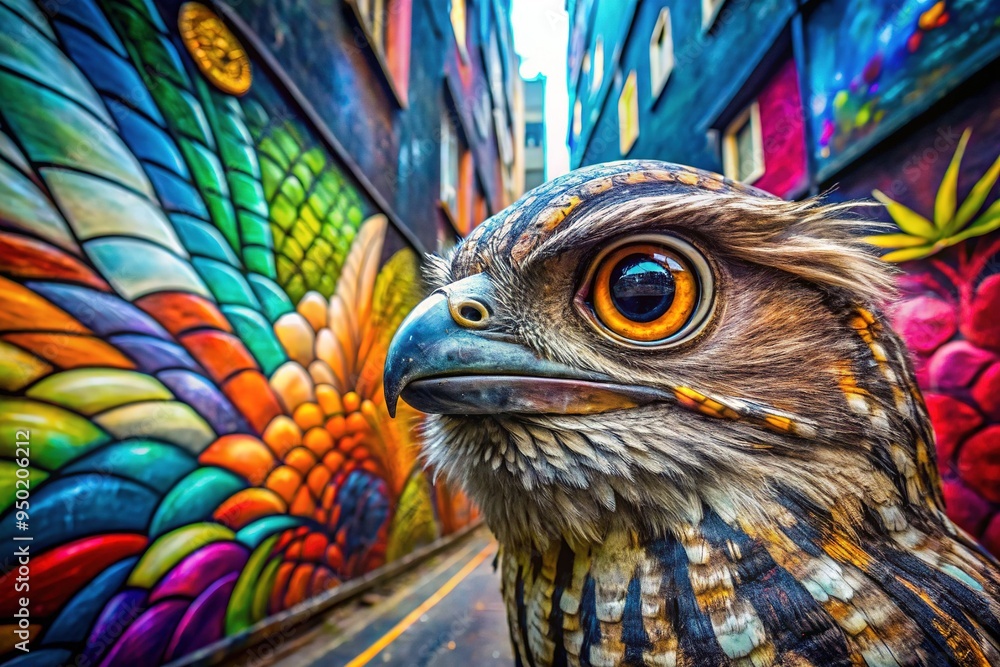 Ancient birdlike creature emerges from worn earth, its weathered visage ...