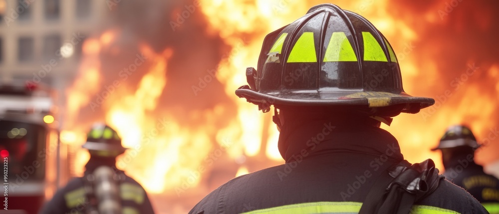 Courageous Firefighters Battling Urban Blaze Amid Afternoon Sun ...