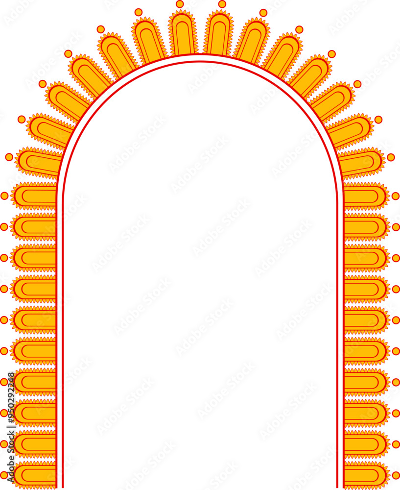 Vector de Stock Durga Puja Banner with Arch, Decorative Frame, and ...