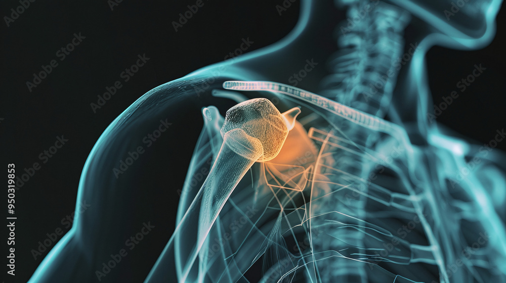 an MRI scan showing a detailed image of a shoulder with a rotator cuff ...