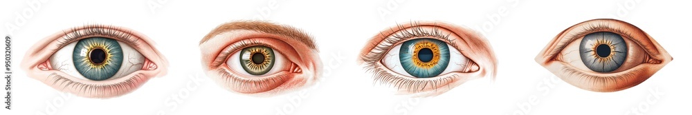 Collection of Human eye reference hand drawn vintage engraving isolated ...
