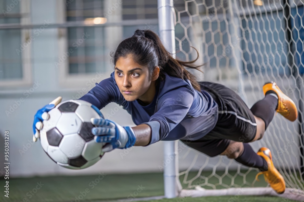 Indian Woman Goalkeeper Saving Ball - An Indian woman acting as a ...