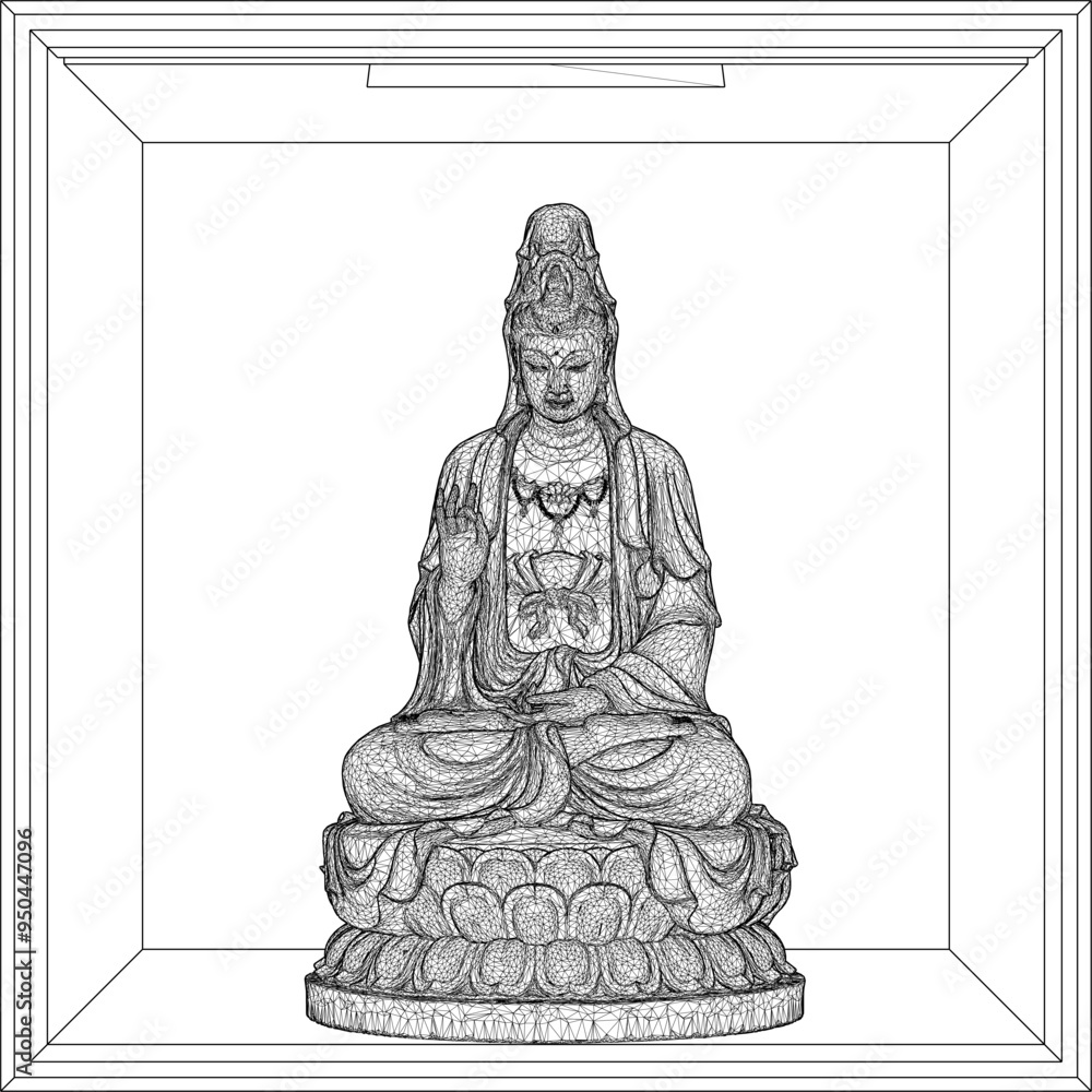 Vector sketch illustration of traditional wisdom goddess statue ...