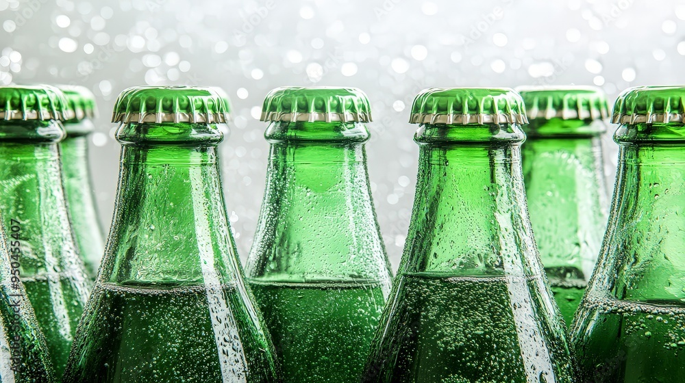 Sparkling Refreshment: Vibrant Green Bottles of Perrier Sparkling Water ...