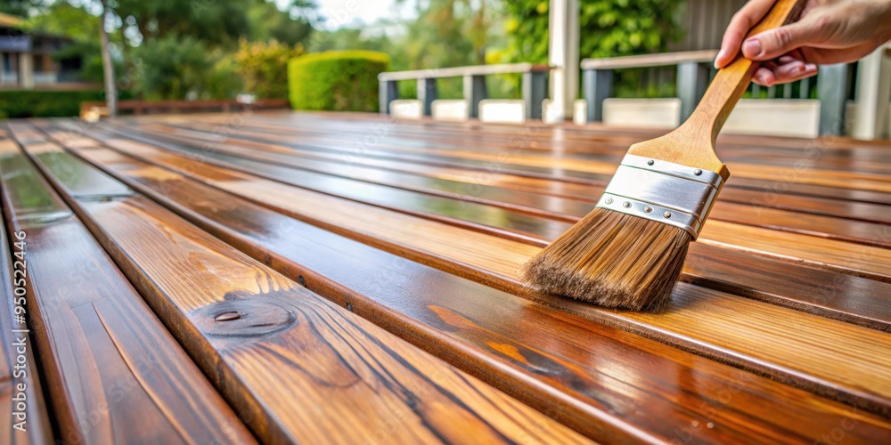 Wood Deck Staining Process Stock Photo | Adobe Stock