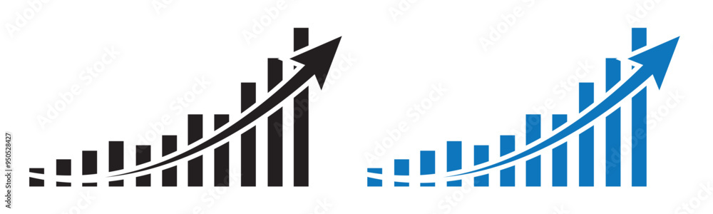 Business growth graph success chart with arrow, profit growing symbol ...