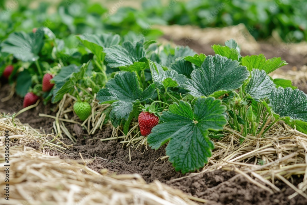 Straw Mulch Grass. Growing a Healthy Strawberry Landscape with Mulching ...