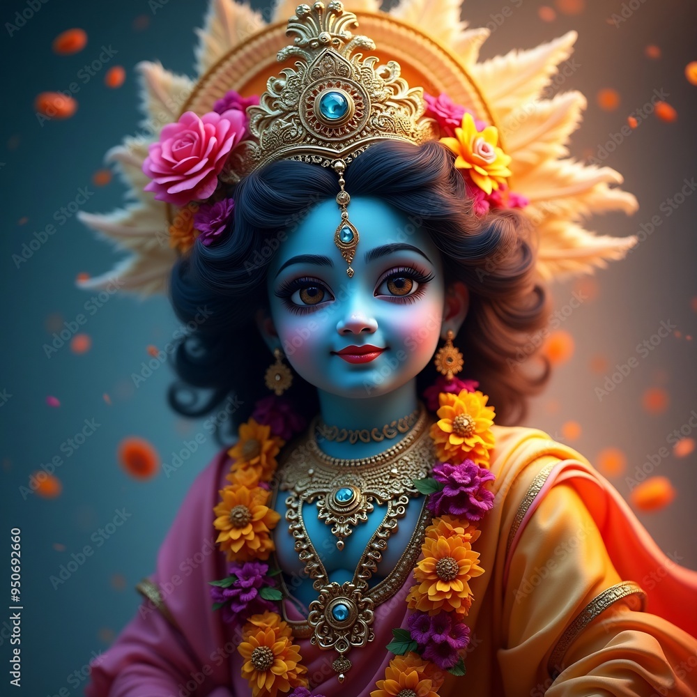 Lord krishna beautiful photo wallpaper style Stock Illustration | Adobe ...