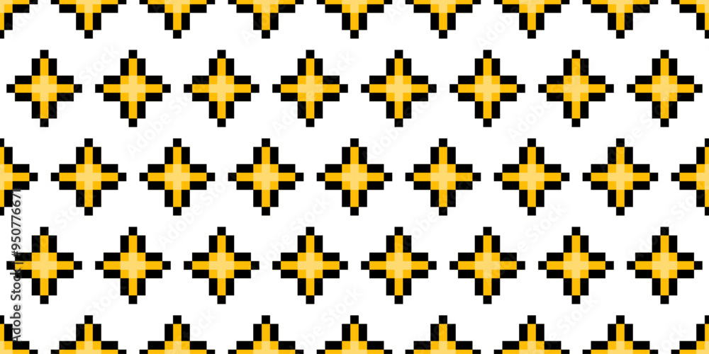 Sparkle emoji pattern. Bright stars backdrop. Pixel art vector icon ...