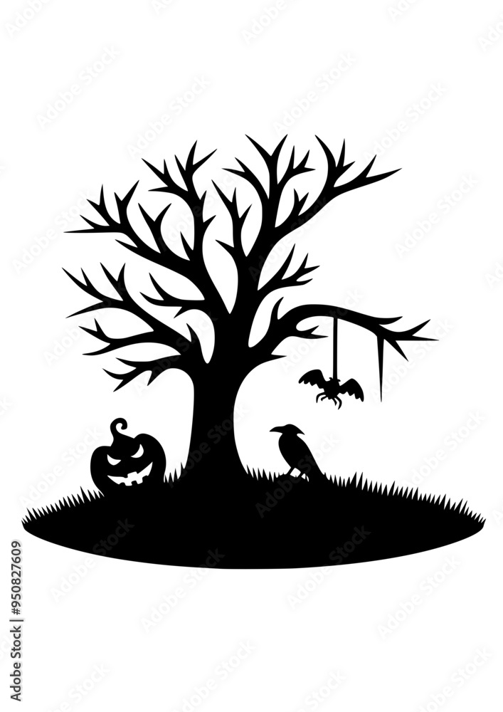 Vector de Stock Halloween Tree SVG, Creepy Tree SVG, Spooky Tree SVG ...