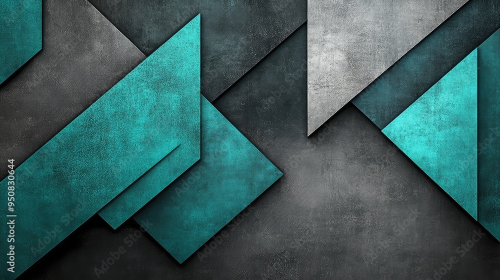 Geometric Shapes in Black and Teal Color Scheme - Layered and ...