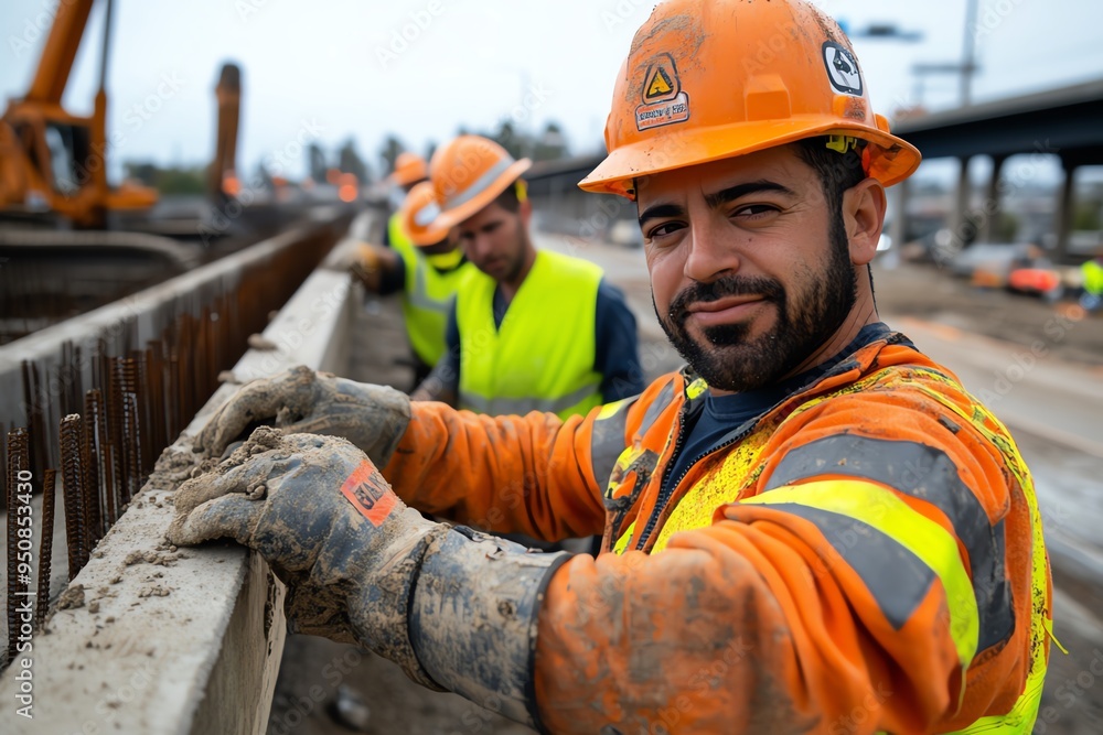 Foto de Stock Bridge Structural Integrity, Construction, and Safety shown in a construction site ...