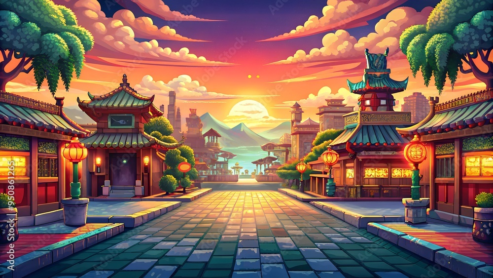 Retro style pixel art game background Stock Illustration | Adobe Stock
