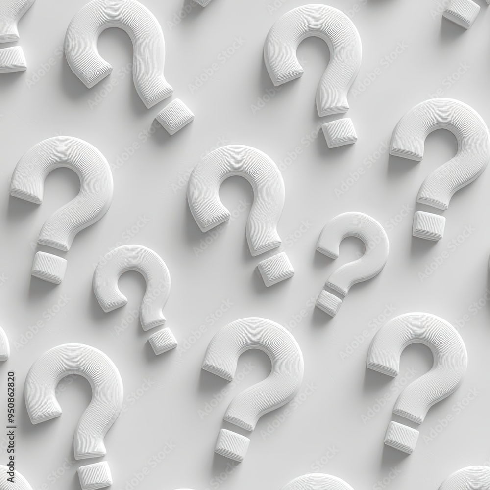 White question marks on a white background symbolize the hidden ...