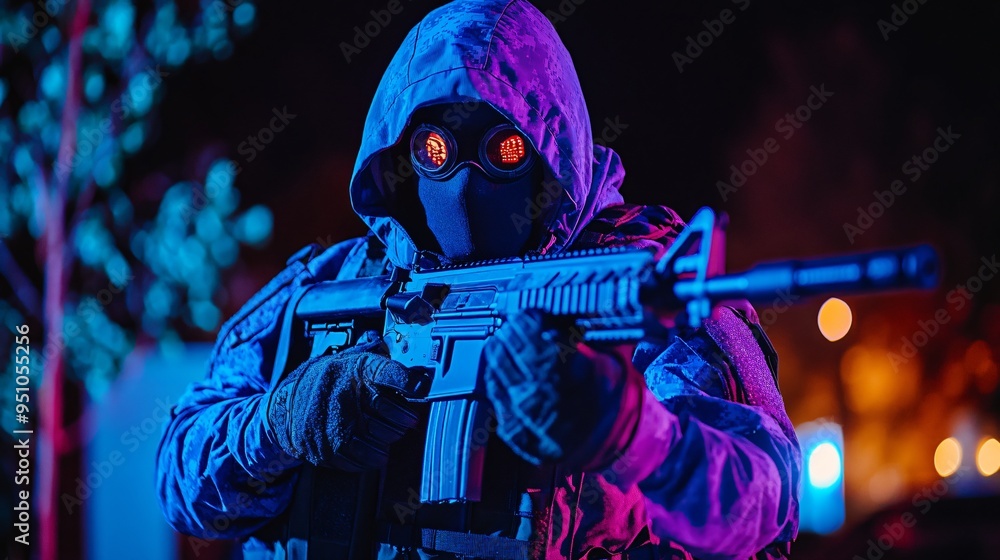 Cyberpunk Vigilante: A mysterious figure cloaked in darkness, their ...