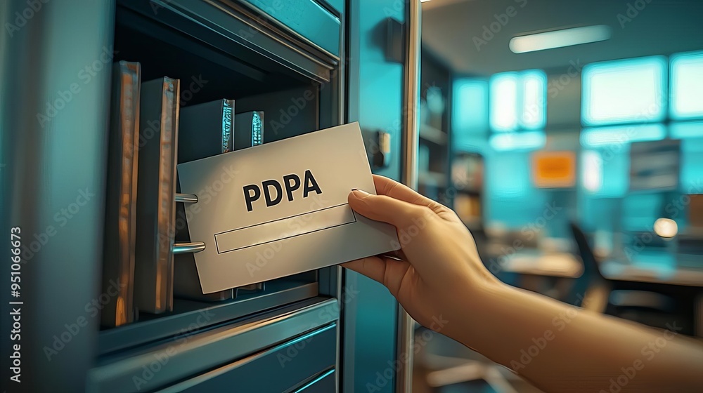 PDPA PERSONAL DATA PROTECTION ACT policies Hands placing a document ...