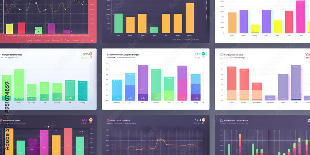 Inventory Management Dashboard: A grid of stacked bar charts, each ...