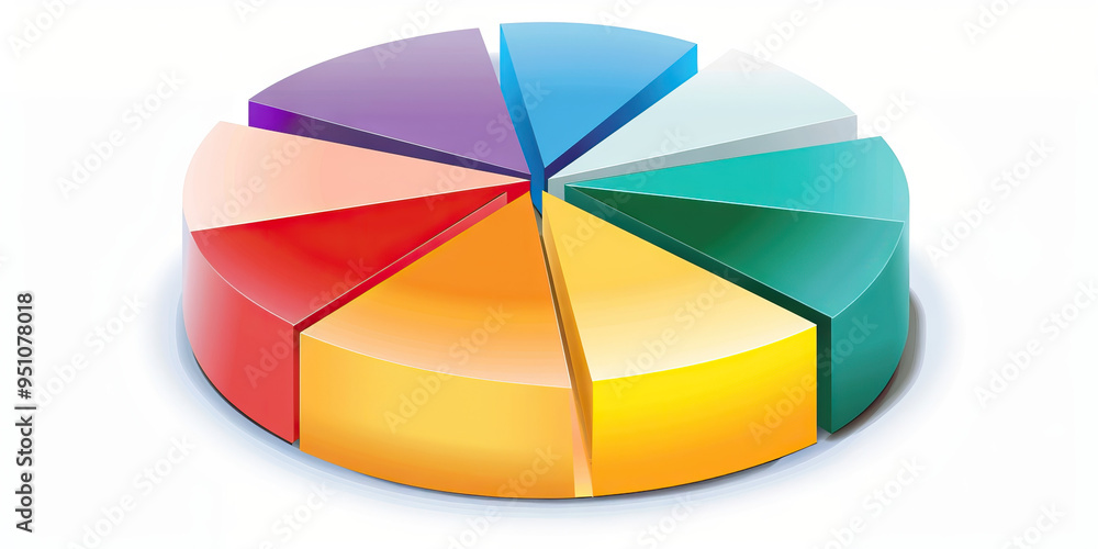 A colorful pie chart divided into different slices, each representing a ...