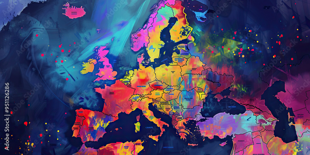 Color-Coded Map: Industrial Production by Country in Europe Stock ...