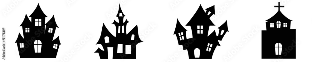 Haunted house,Set of haunted houses for halloween. Collection of ...