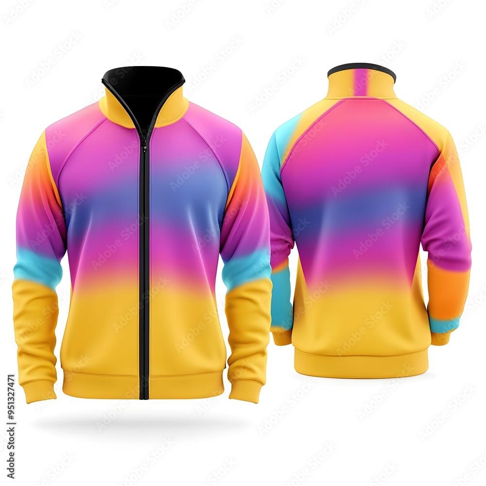 Blank Colorful Quarter Zip Sweater Mockup with Front and Back View on ...
