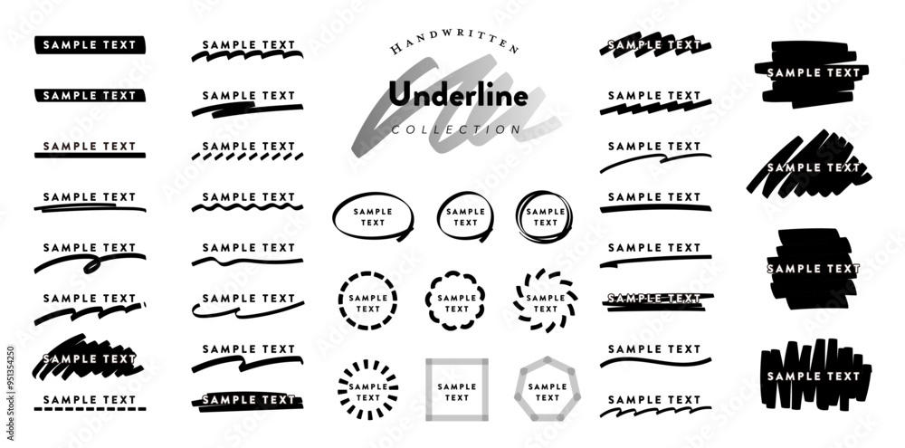 Handwritten marker underline vector material set Stock Vector | Adobe Stock