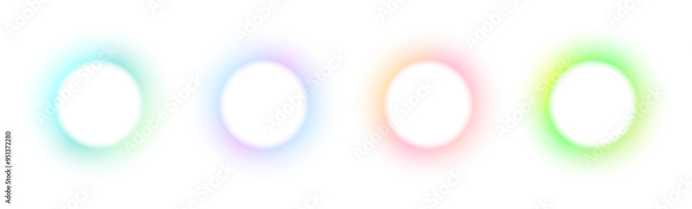 Set of abstract color gradient circle frame isolated on white ...