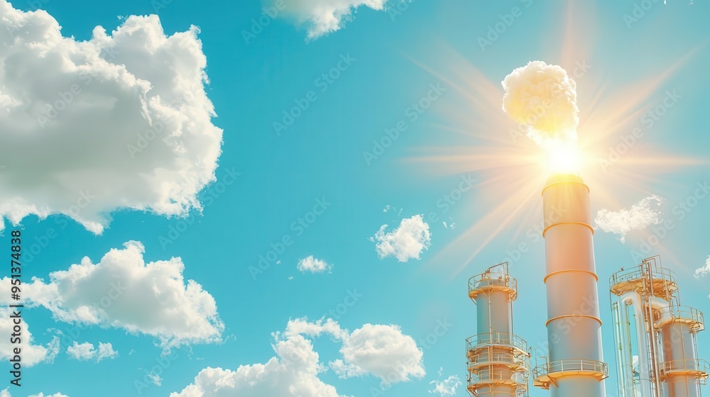 Carbon capture technology in action at power plant in a bright ...