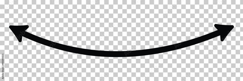 Dual sided arrow. Curved arc shape. Semicircular thin double ended ...