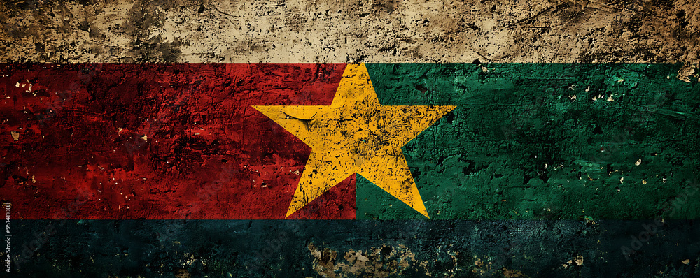 An artistic rendition of the Ghanaian flag, showcasing its vibrant red ...