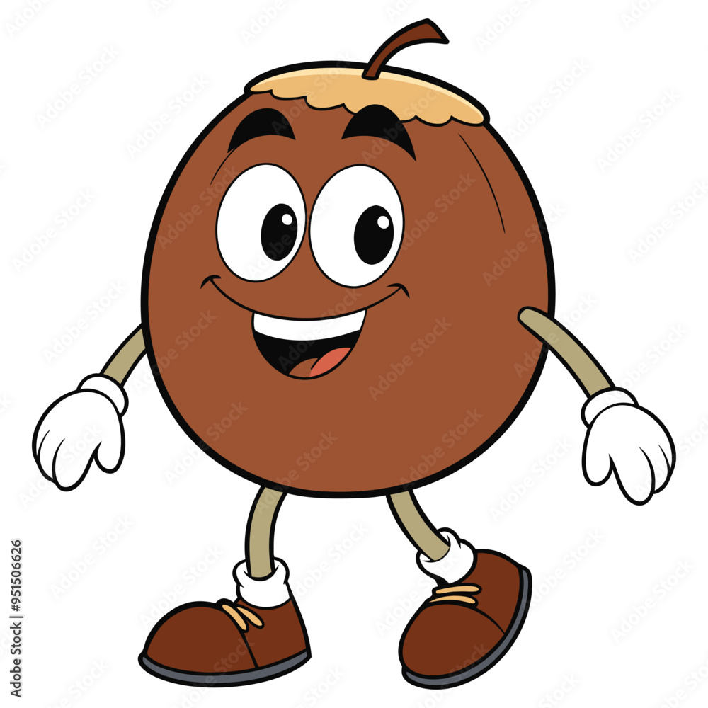 Walking coconut vector cartoon illustration Stock Vector | Adobe Stock