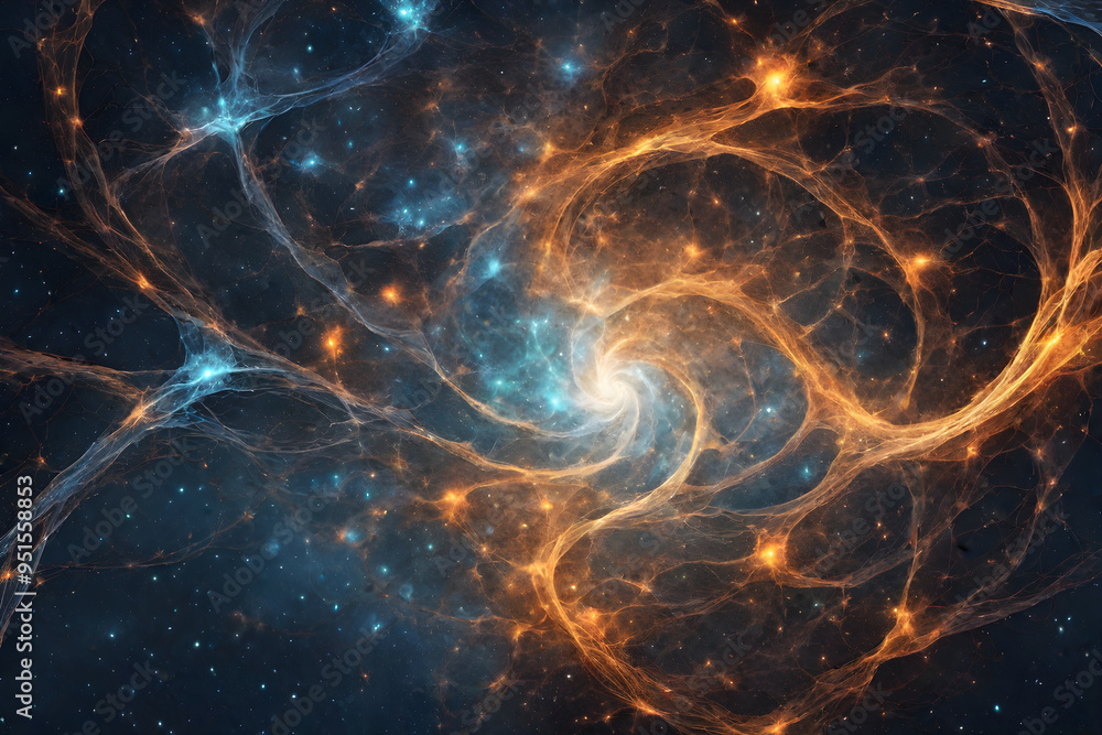 Glowing Neural Cosmic. Abstract Neuron cells connection like the outer ...