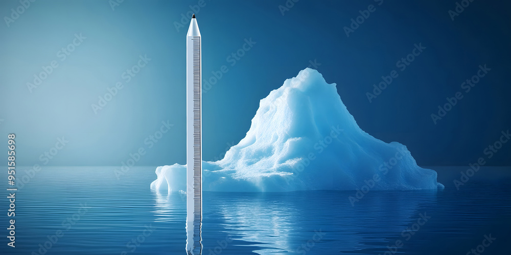 climate change iceberg melting water level and temperature rise Stock ...