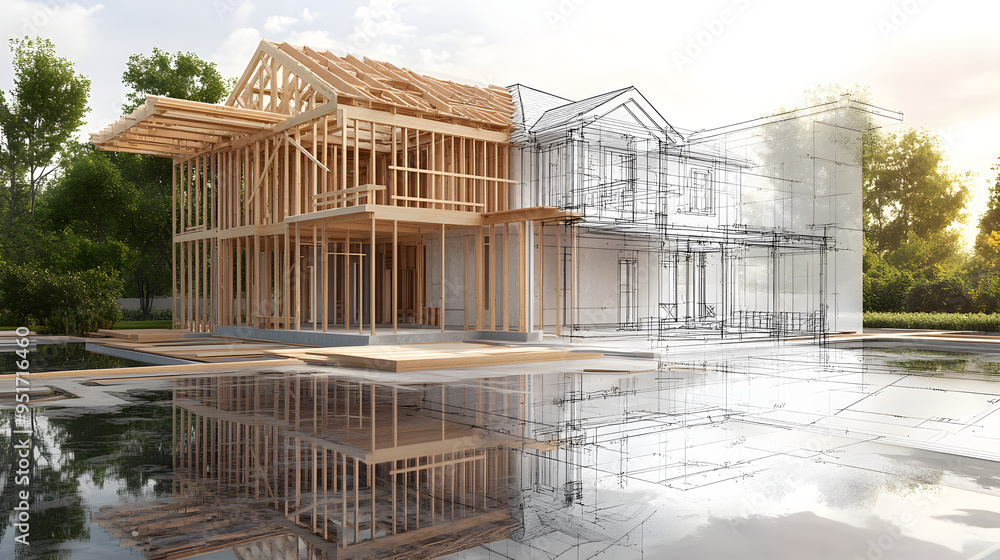 detailed architectural design rendering new house apartment home ...