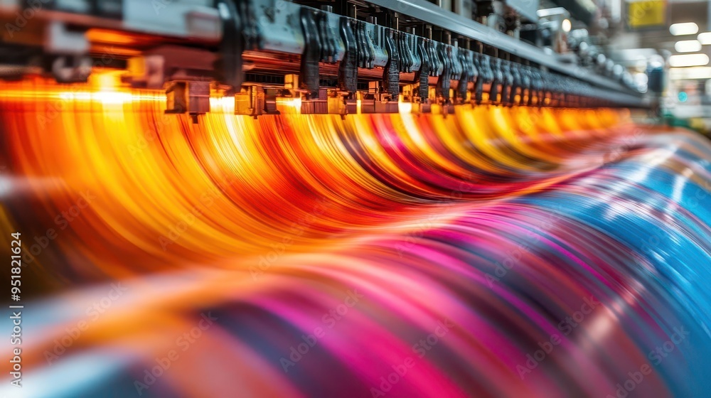 massive industrial inkjet printer in action vibrant inks flowing ...