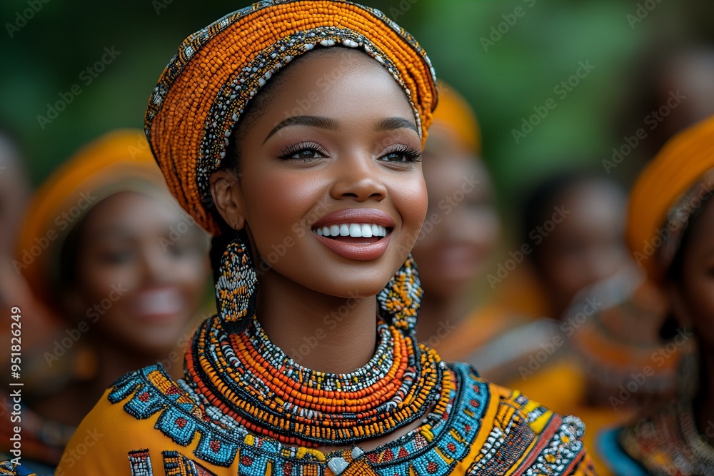 Smiling African woman, South Africans celebrating Heritage Day with ...