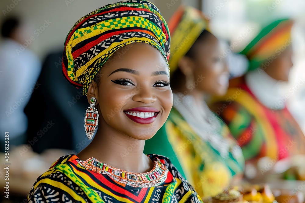 Smiling African woman, South Africans celebrating Heritage Day with ...
