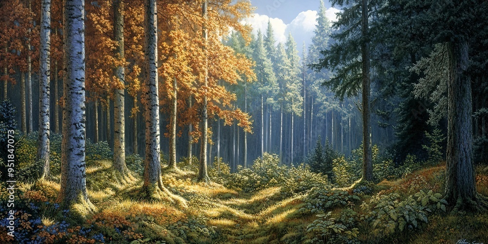 Exploring a temperate forest, with its mix of deciduous and evergreen ...