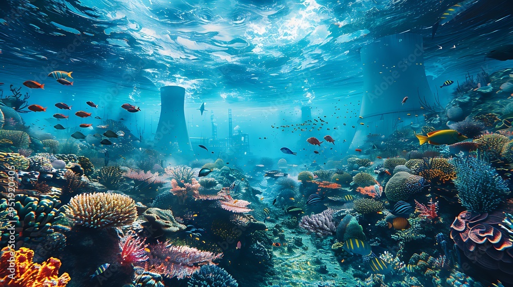 A conceptual image that explores the impact of nuclear energy on marine ...