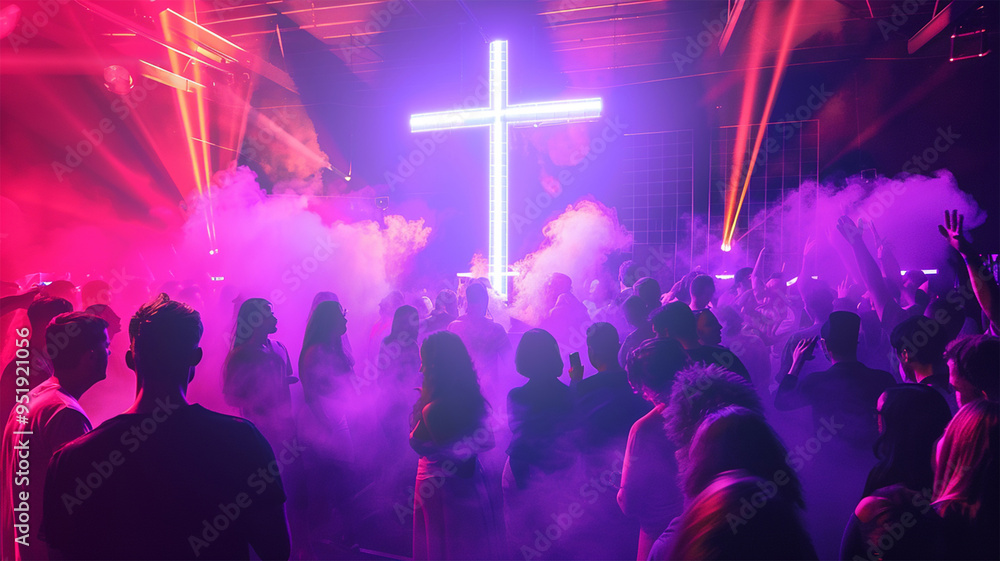 Christian worship with praise to God Ready to raise your hand at the ...