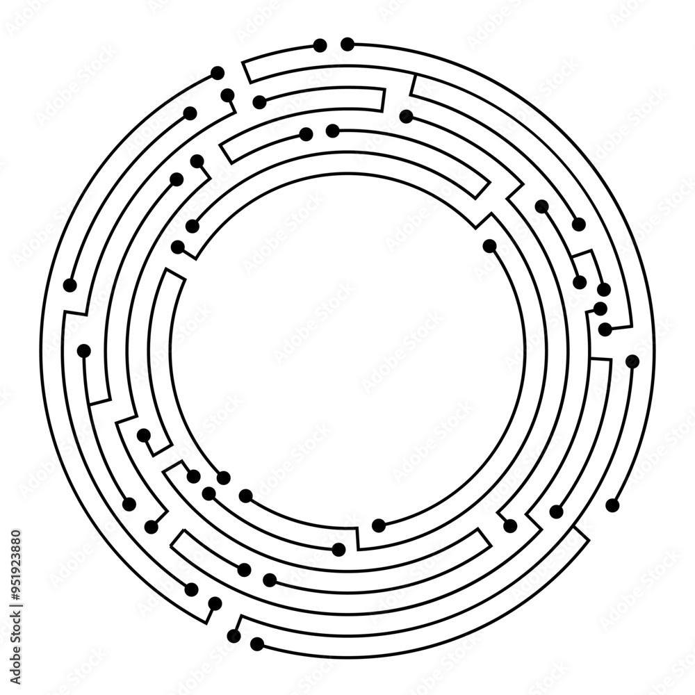 Circuit board circle frame. Abstract digital round frame, hardware ...