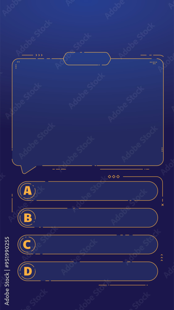 Vertical phone quiz app. Question and answers template from TV game ...