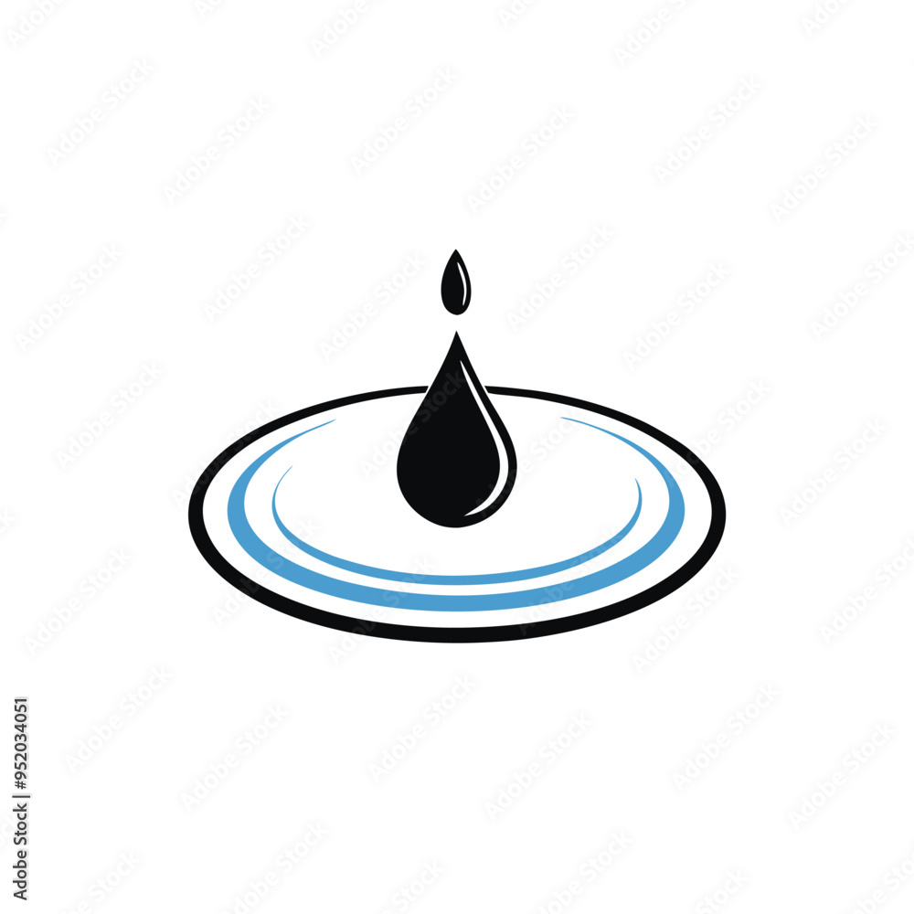 Water Drop Ripple Splash vector silhouette clipart icon, isolated white ...