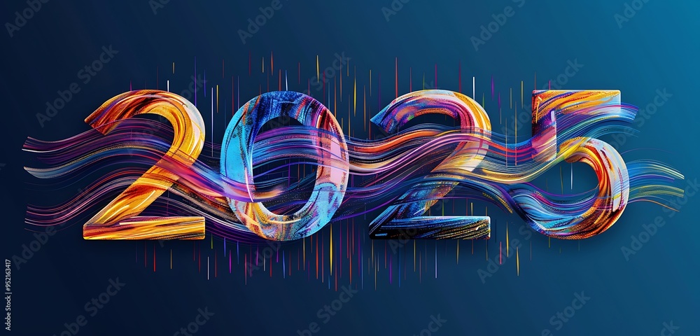 new templates and design for the 2025 new year isolated on white ...
