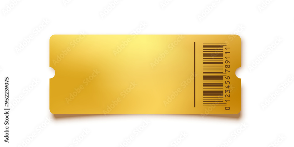 Golden ticket. Gold vector coupon, sticker or discount tag mockup ...