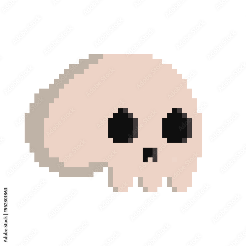 Pixel art scull halloween icon. Retro pixel scull illustration in 8 bit ...