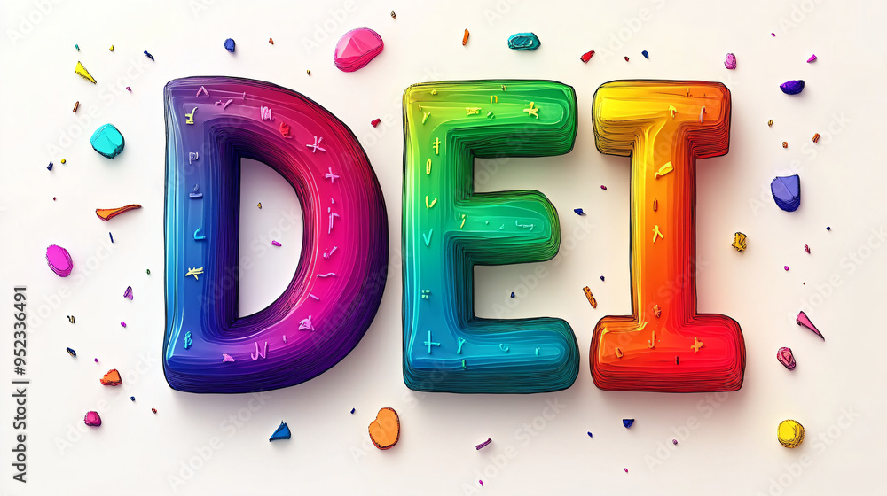 DEI Diversity Equity Inclusion word conceptual design isolated on white ...