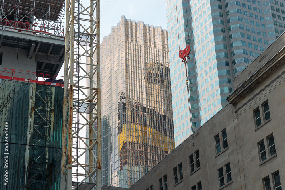 construction of CIBC Square tower (left), Royal Bank Plaza - South Tower (centre), and TD Canada ...