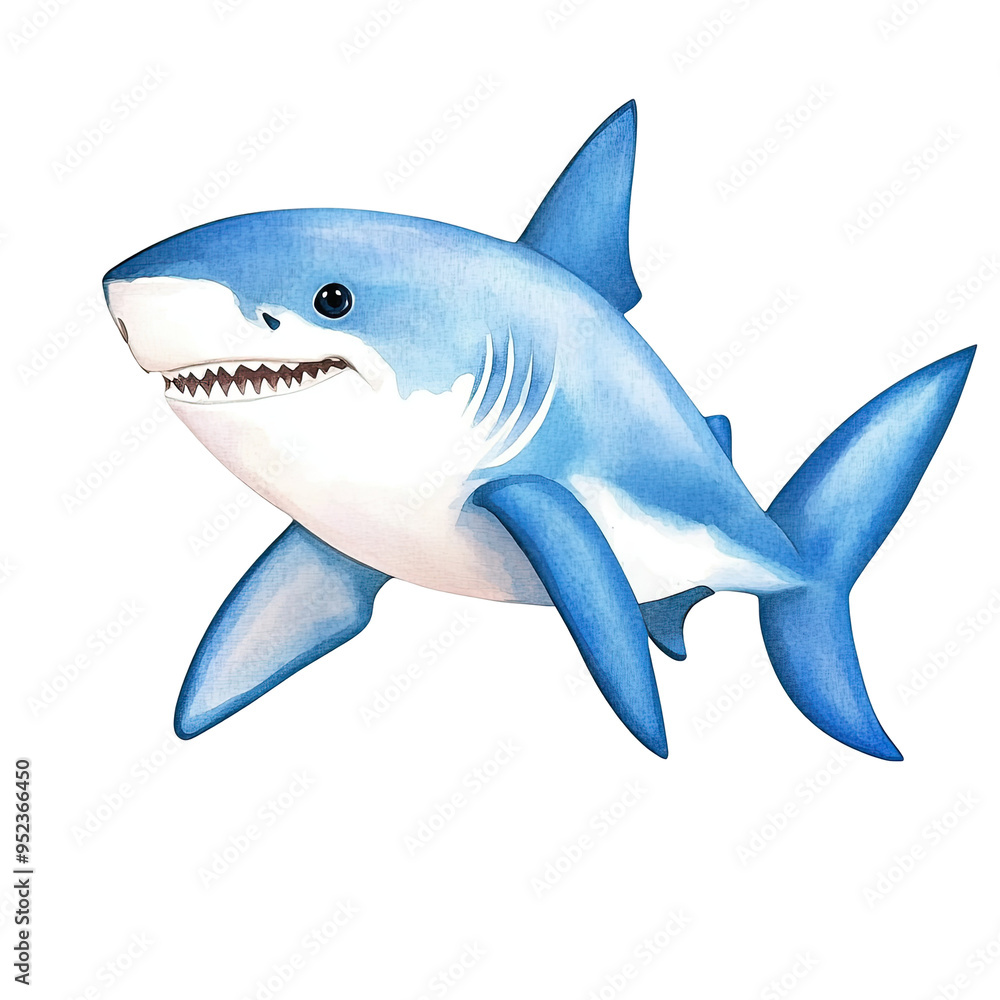 shark watercolor clipart, perfect for nursery, isolated on white ...